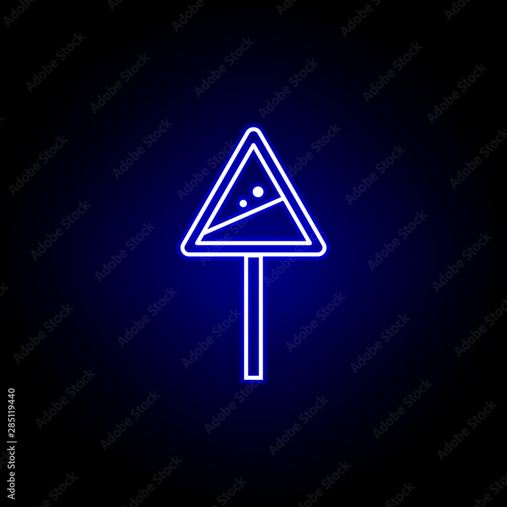 avalanche sign warning line icon in neon style. Element of winter sport ...