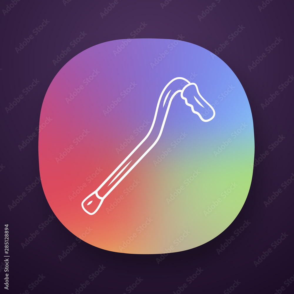 Walking cane, stick app icon. Mobility aid device for disabled people ...