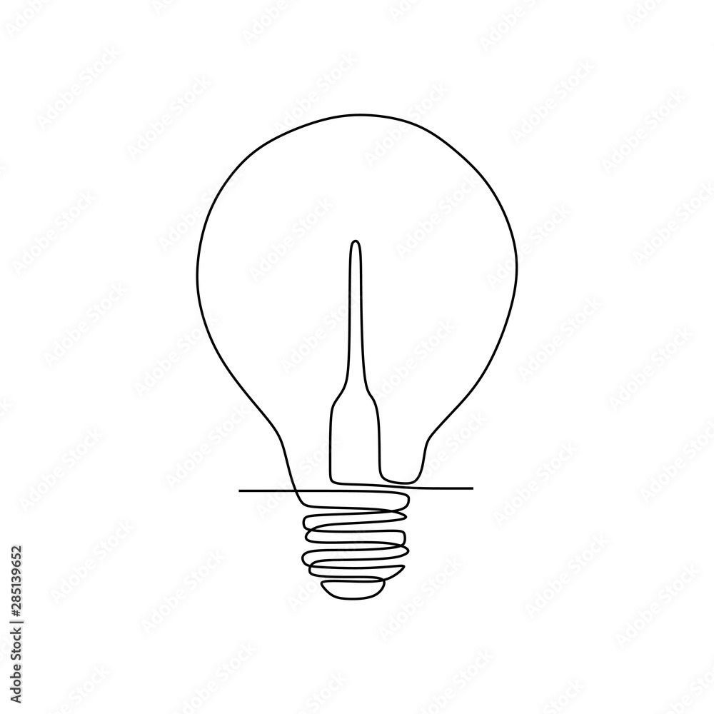 one line drawing light bulb symbol idea and creativity isolated on ...