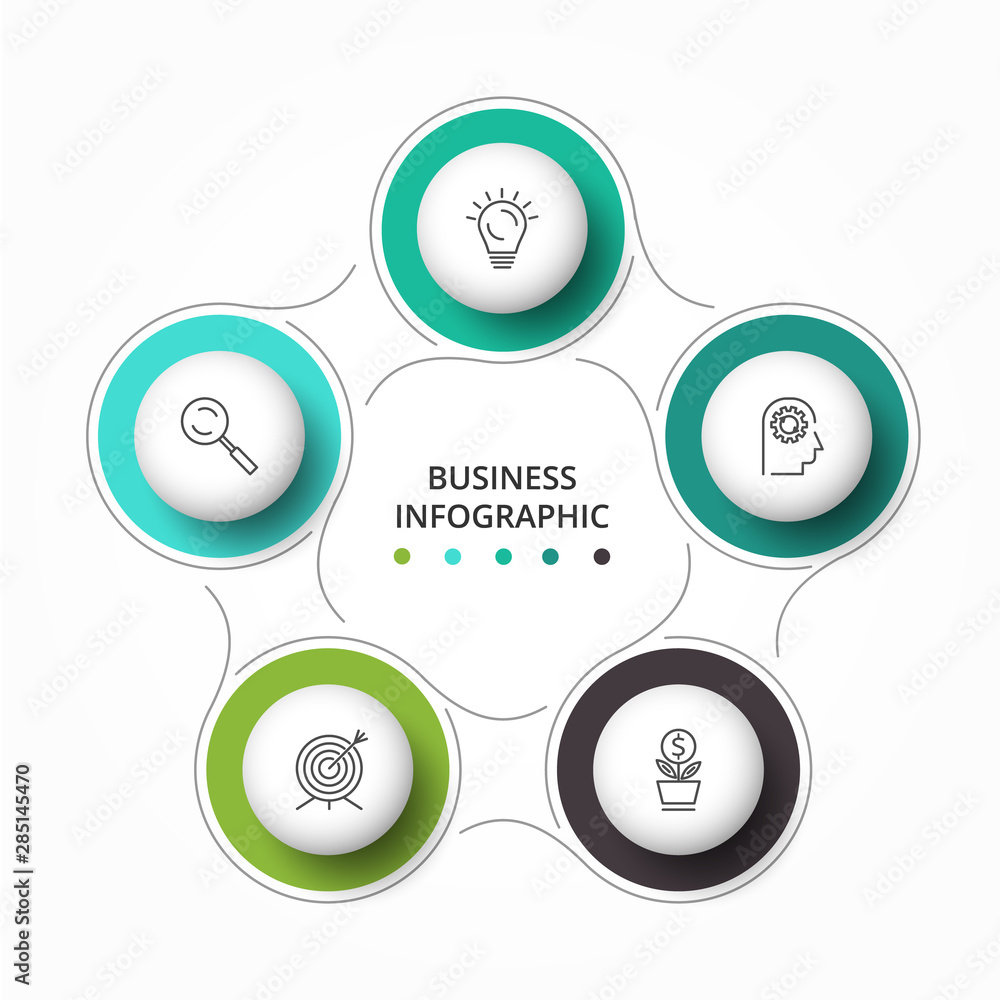 Business data visualization. Process chart. Elements of graph, diagram ...