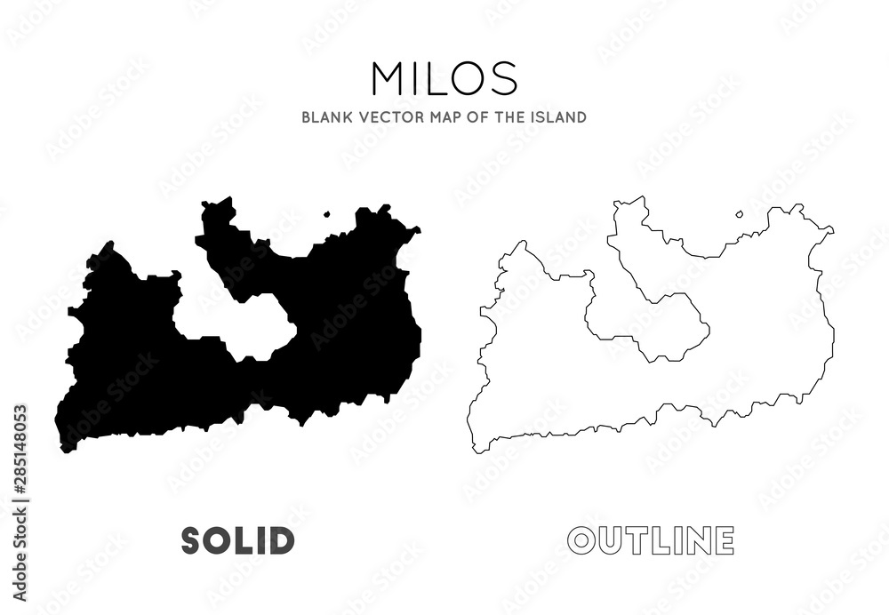 Milos map. Blank vector map of the Island. Borders of Milos for your ...
