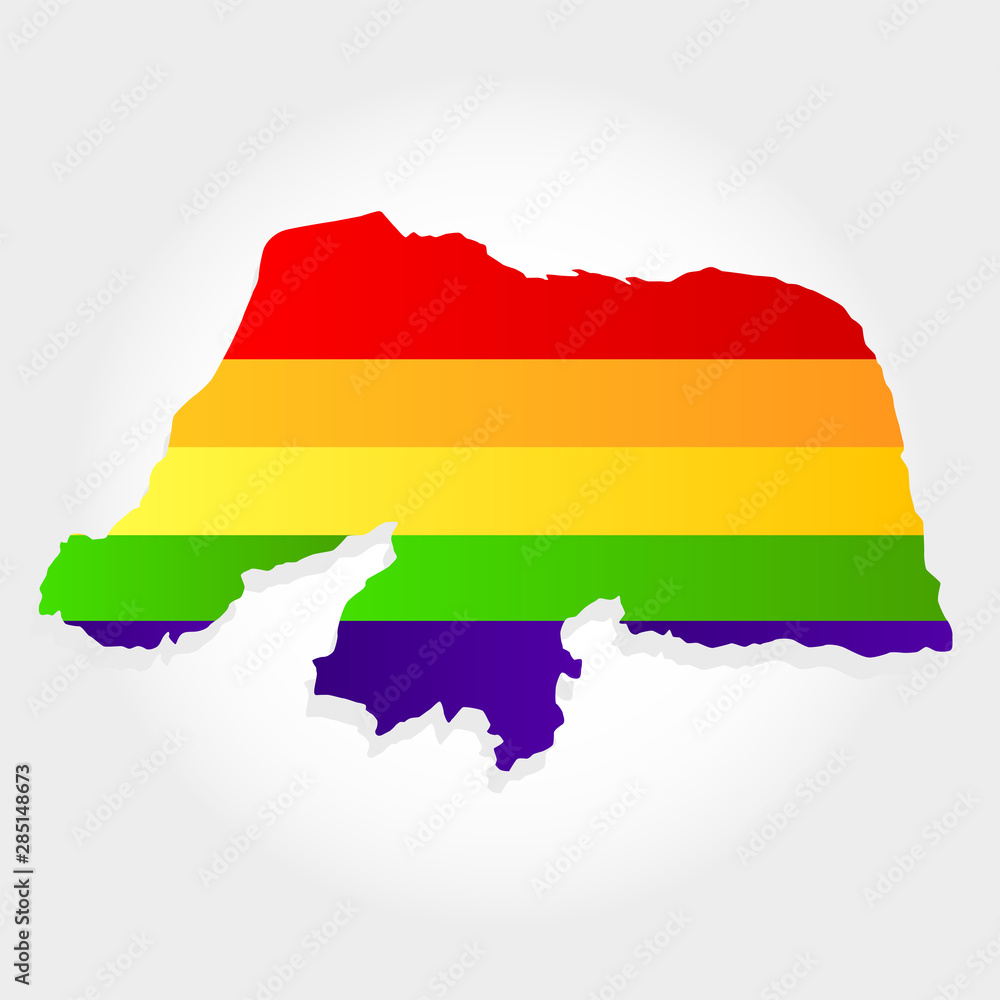 Lgbt flag in contour of Rio Grande do Norte with light grey background ...