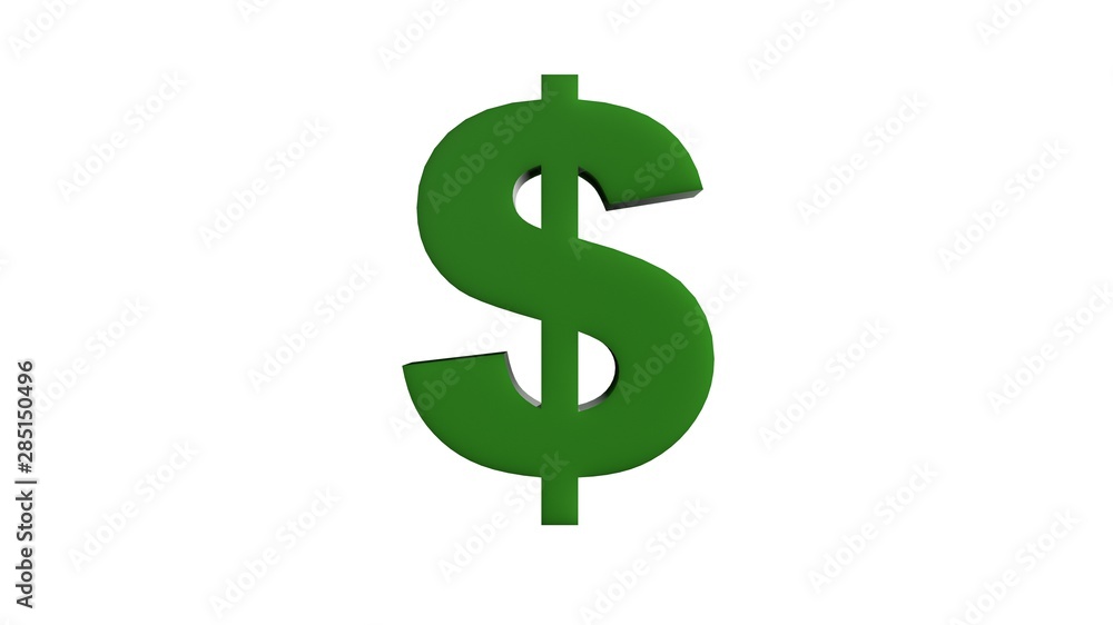 Dollar Sign green Isolated 3d render Stock Illustration | Adobe Stock