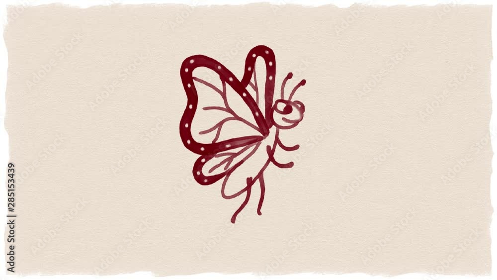 2d Animation motion graphics showing a watercolor of a cartoon monarch ...