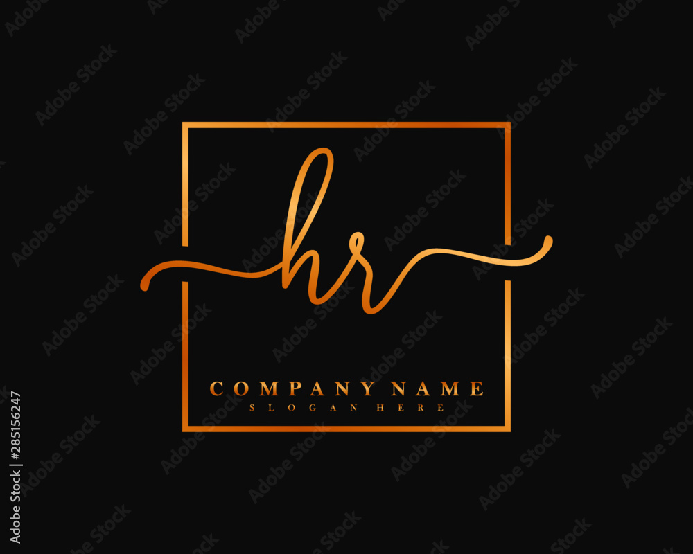 HR Initial handwriting square minimalist logo vector Stock Vector ...