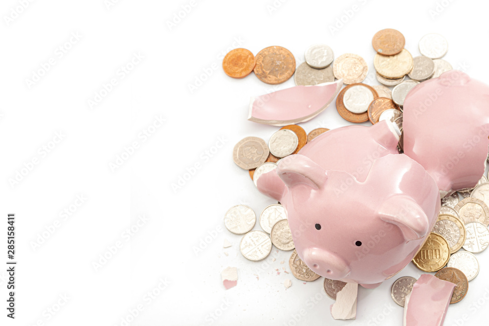 Break the bank, economic downturn and bankruptcy concept theme with a ...
