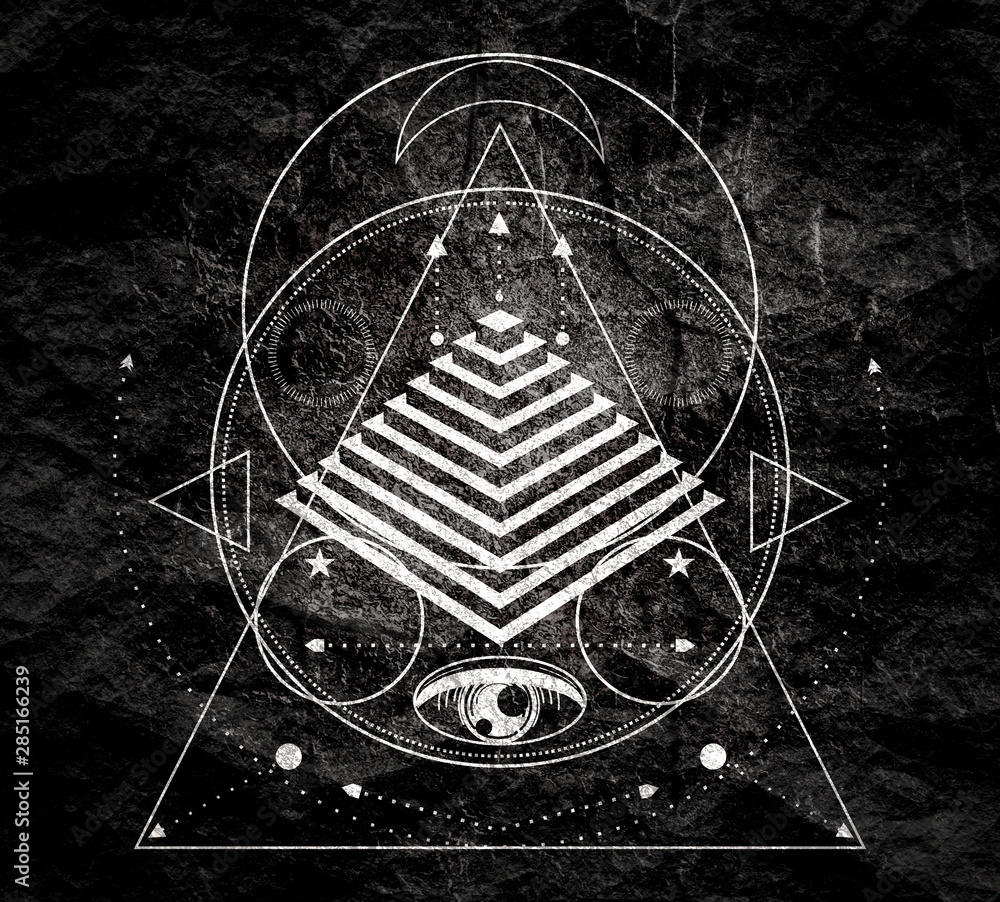 Mystical geometry symbol. Linear alchemy, occult, philosophical sign ...