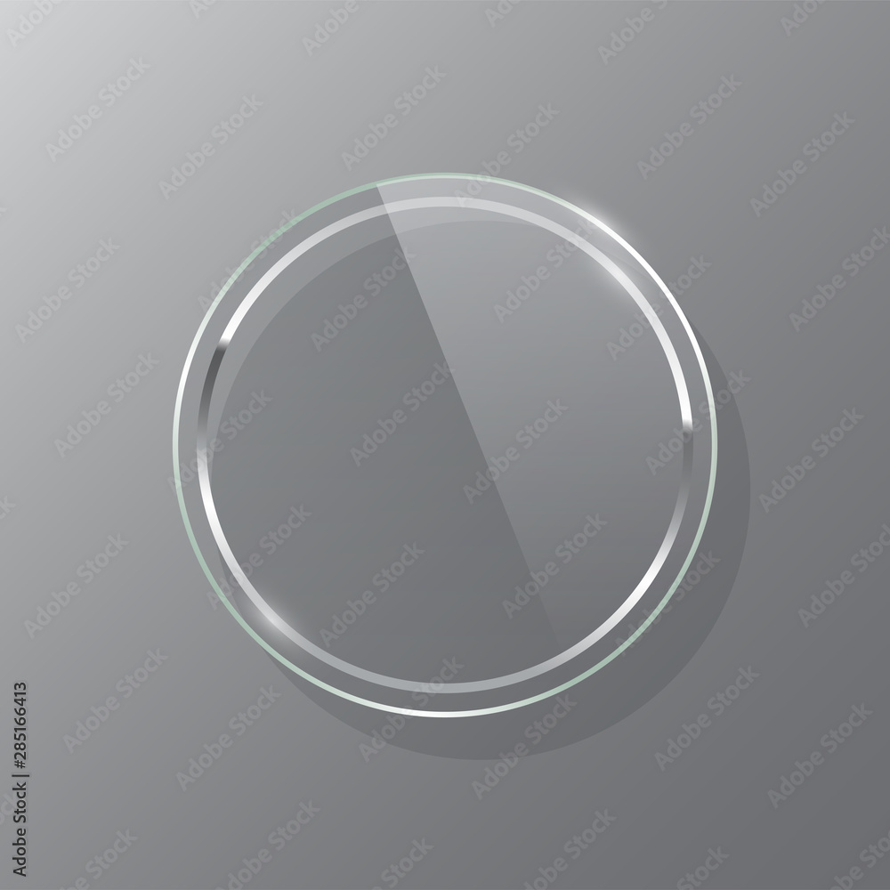 Silver circle glass frame realistic vector mockup set Stock Vector ...