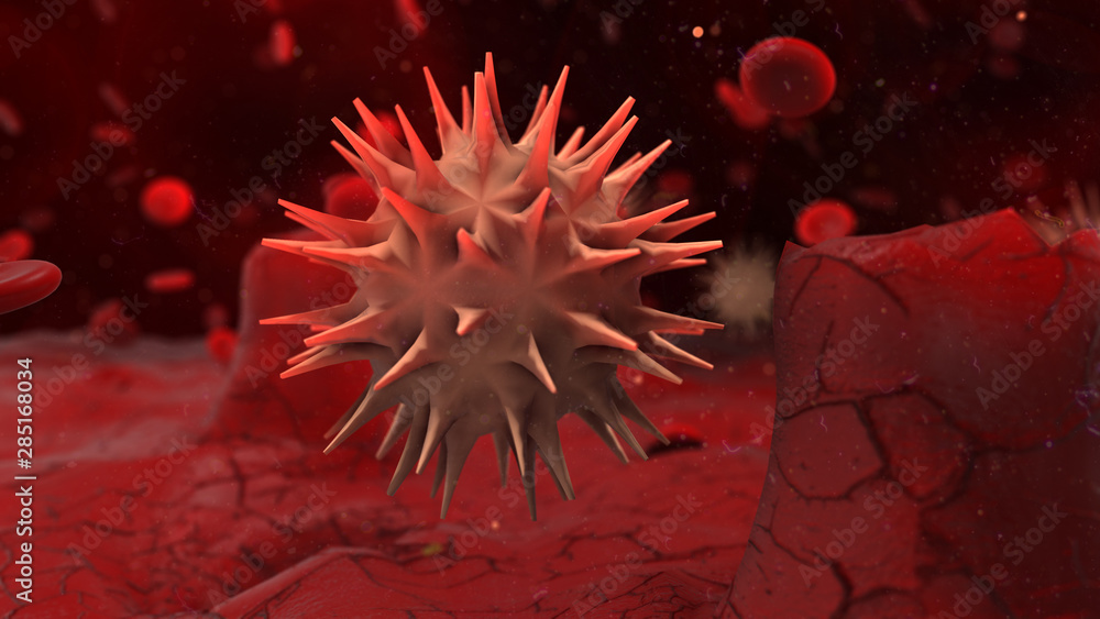 Influenza flu virus cell electron microscope close-up - 3D render Stock ...