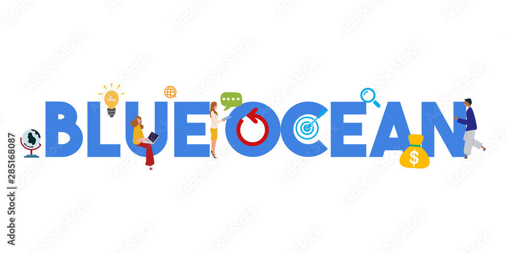 Blue ocean strategy word business marketing solution for targeting ...