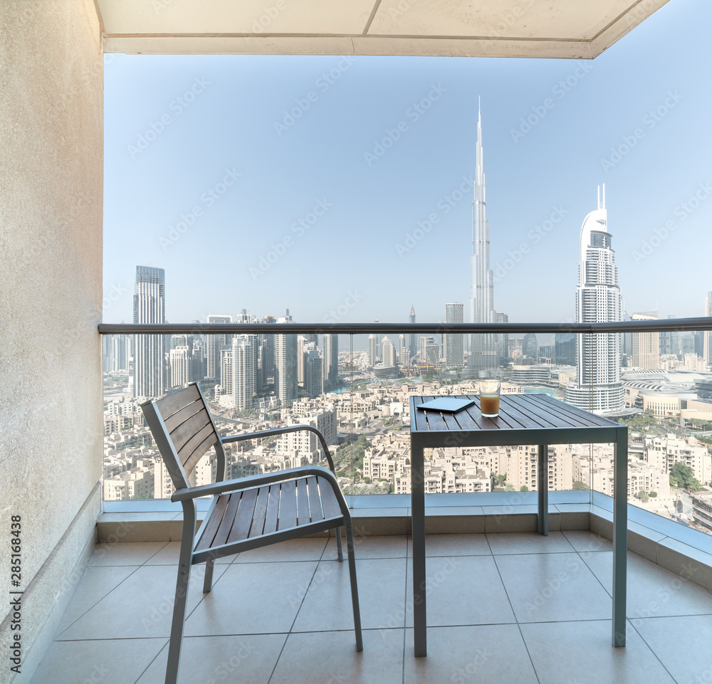Foto de Balcony of Modern Hotel in Dubai.UAE do Stock | Adobe Stock