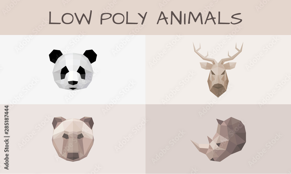 Set of vector polygonal animals. You can use these designs everywhere ...