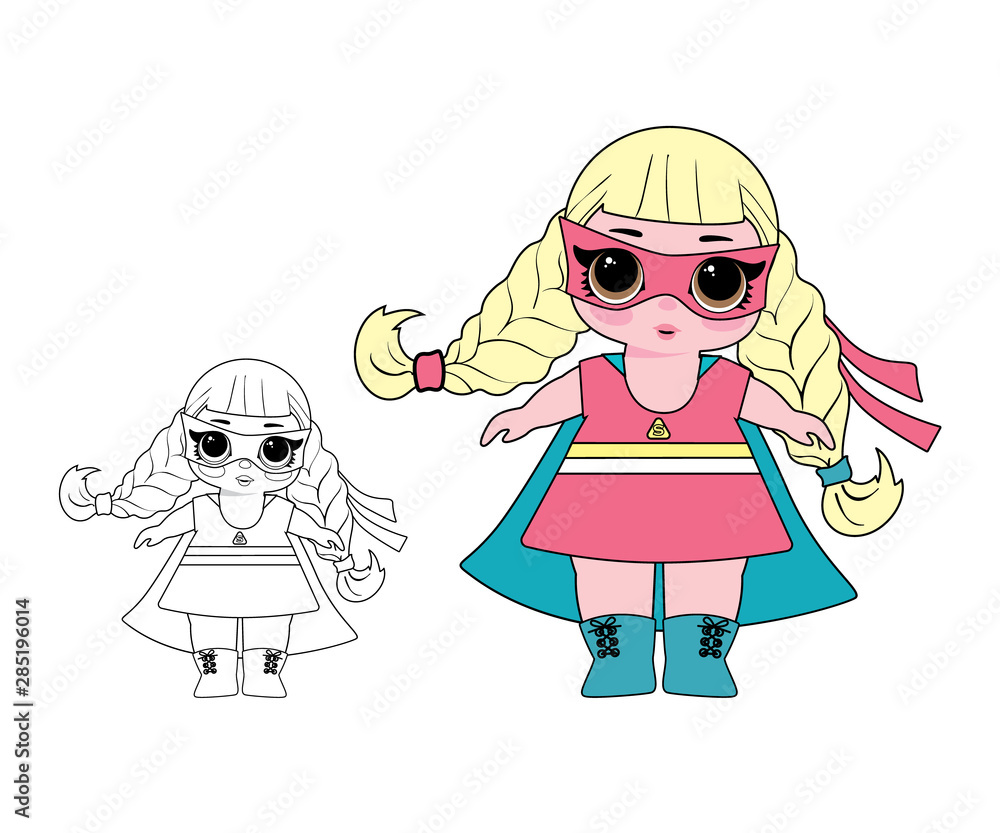 Lol Dolls design with is a super woman hero. Cute vector illustration ...
