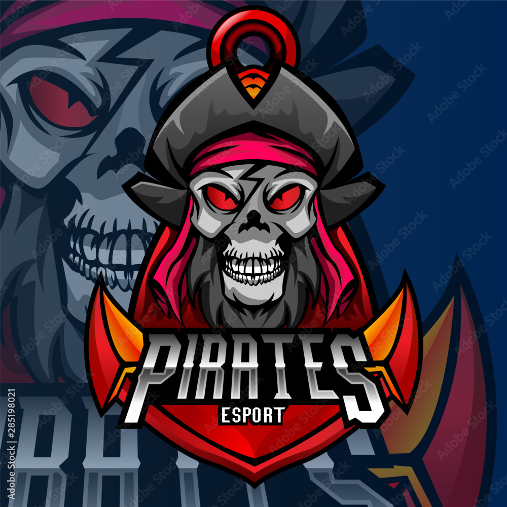 Pirates mascot gaming logo design Stock Vector | Adobe Stock