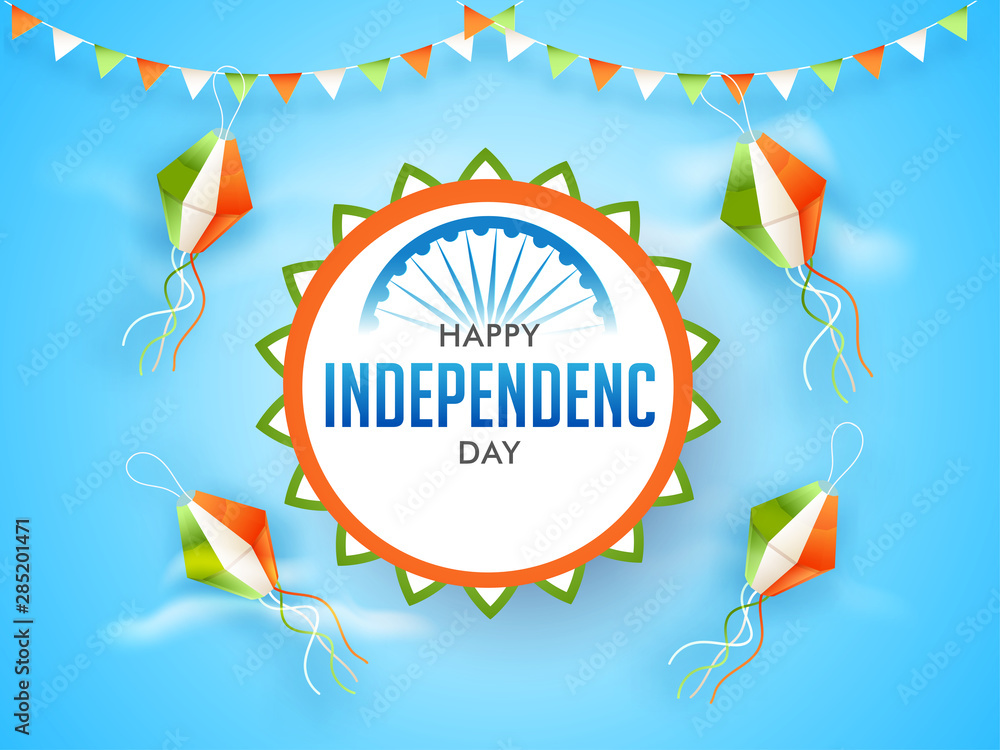 Happy Independence Day celebration poster or template design decorated ...