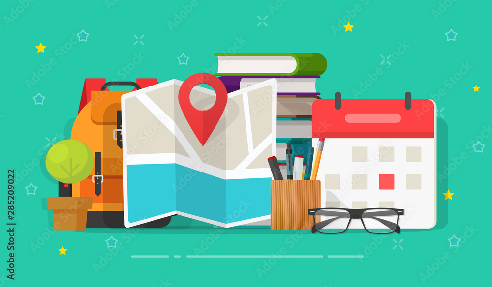 Research travel or business trip destination planning or schedule date ...