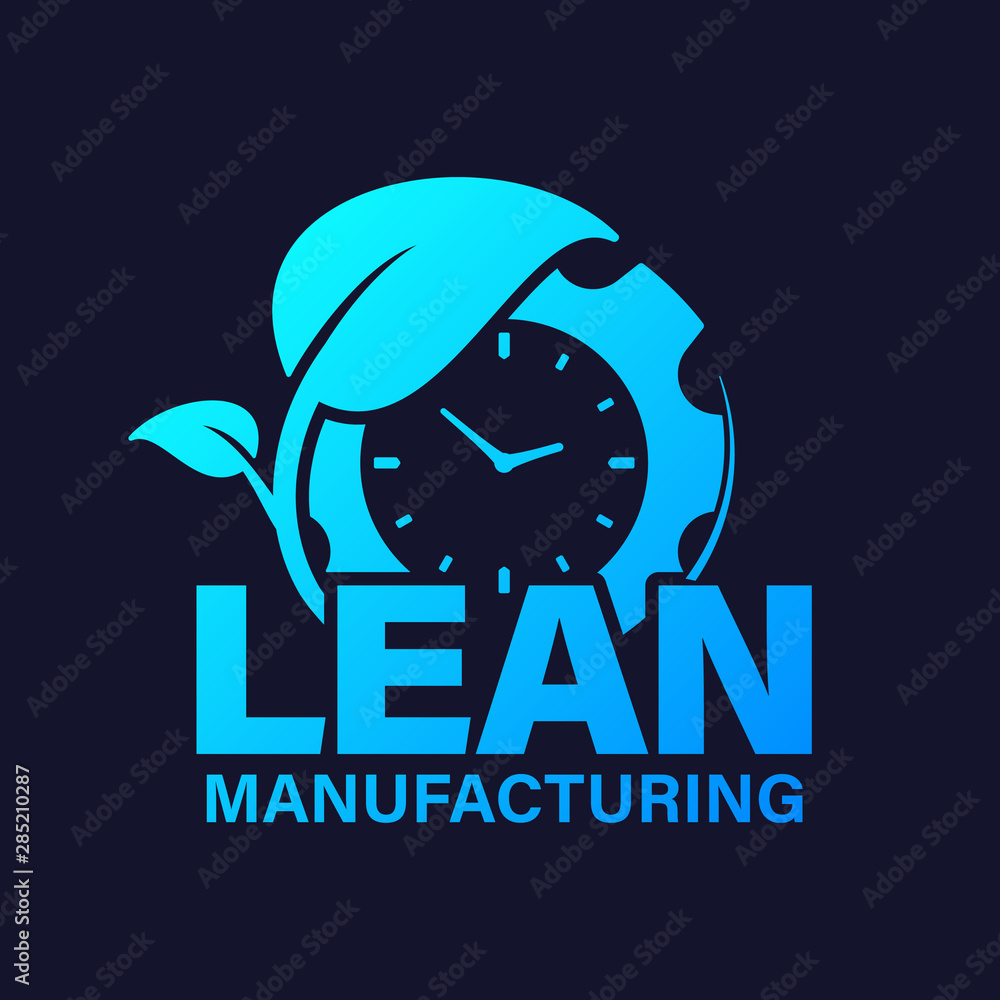 Lean manufacturing icon vector design. Gear with watch and leaf concept ...