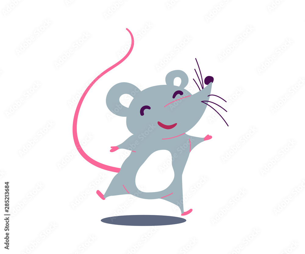 Cartoon cute rat in simple flat style. Vector illustration Stock Vector ...