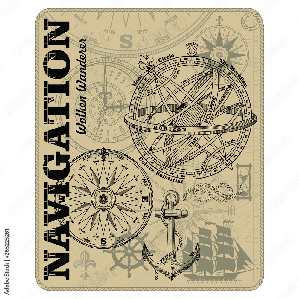 Navigation maritime vector design. Nautical design. Navy illustration ...