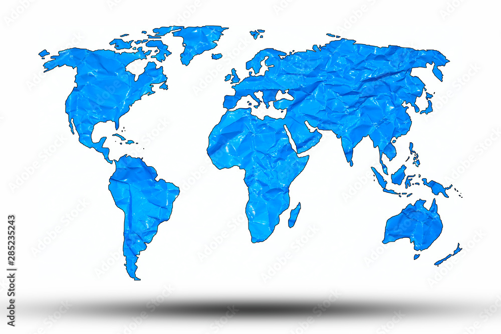 World map with a background of memorable paper, blue Stock Illustration ...