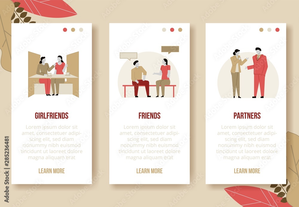 Set of vertical banners - Modern cartoon flat people characters talking ...