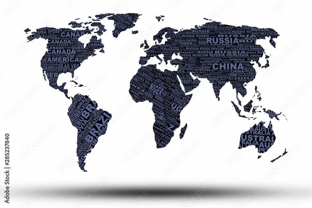 World map with background from country names Stock Illustration | Adobe ...