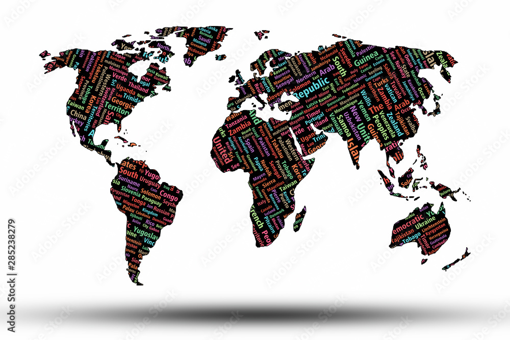 World map with background from country names Stock Illustration | Adobe ...