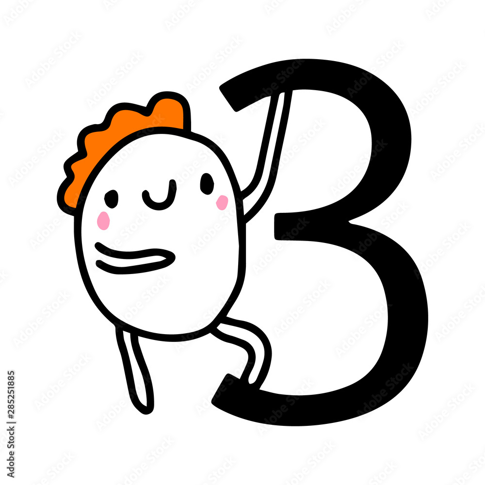 Cute and funny colorful 3 three number characters, cartoon vector ...