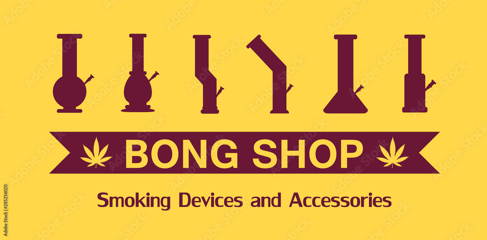 Vector icon logo Bong set. 6 isolated bongs. All in flat syle, lovely ...
