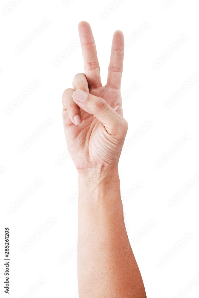 Male asian hand gestures isolated over the white background. SET 1-5 ...