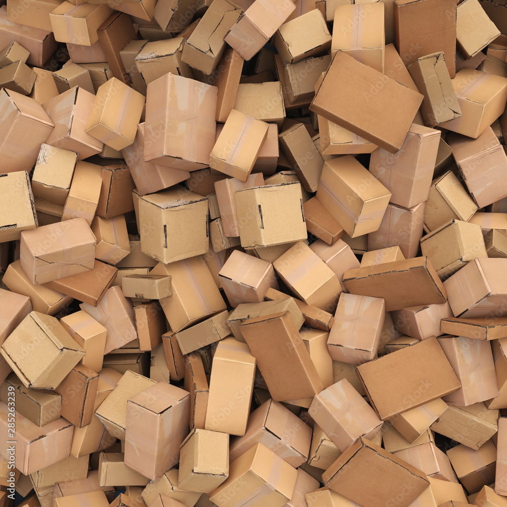 Haufen Pakete und Kartons als Verpackung Konzept Stock Photo | Adobe Stock