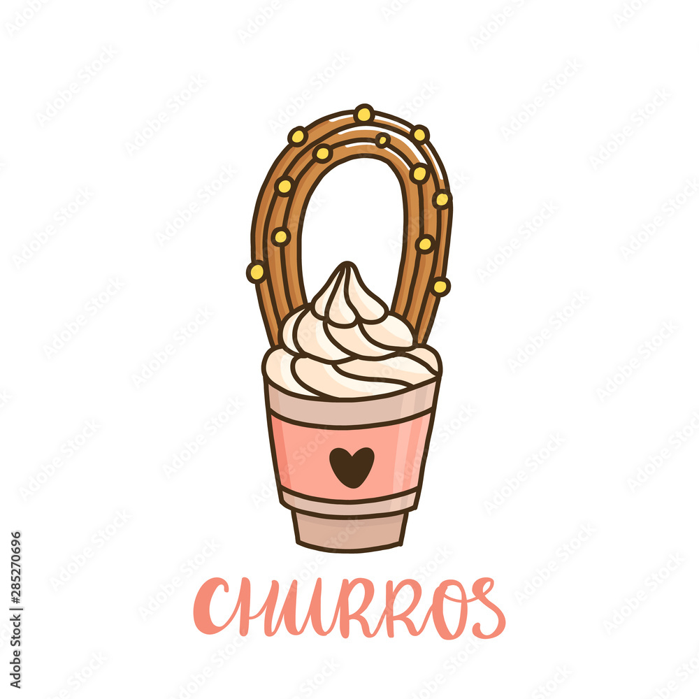 Churros with ice cream. Churros (or churro) is a traditional Spanish ...