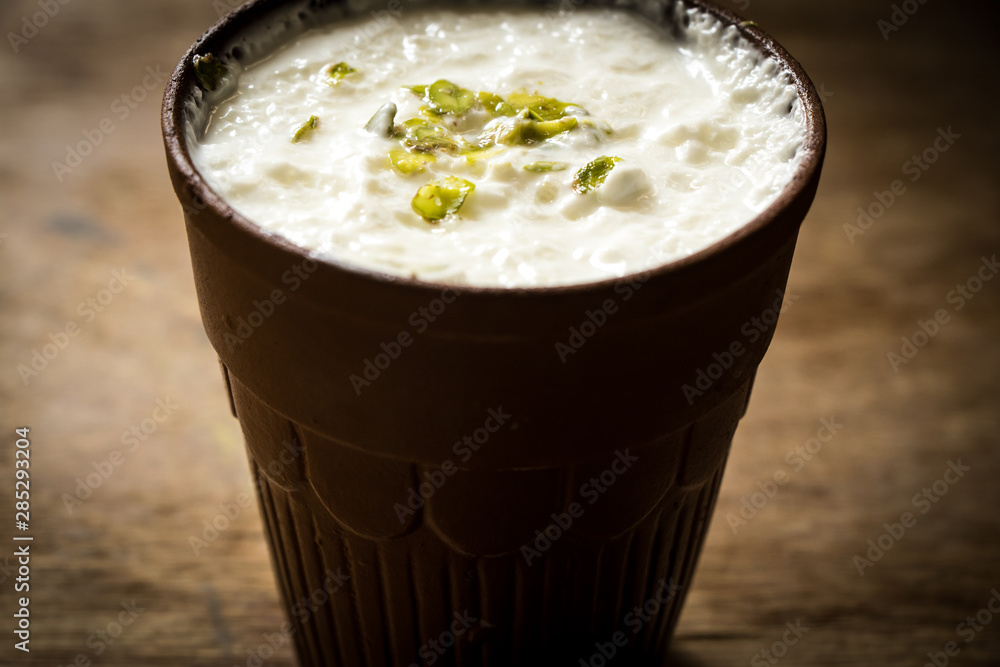 Authentic Indian cold drink made up of curd, milk & malai called Lassi ...
