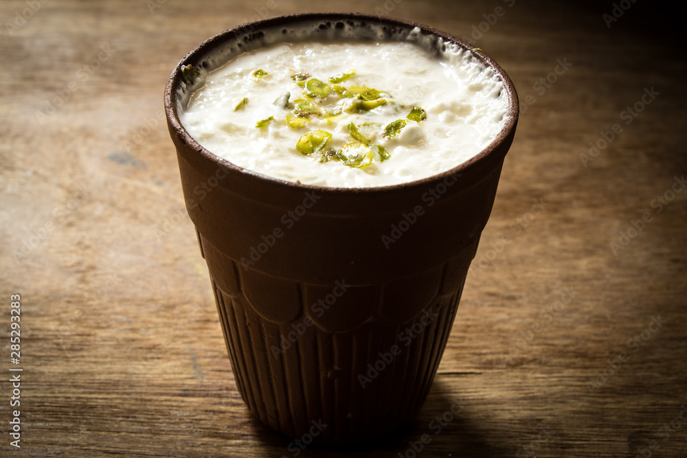 Authentic Indian cold drink made up of curd, milk & malai called Lassi ...