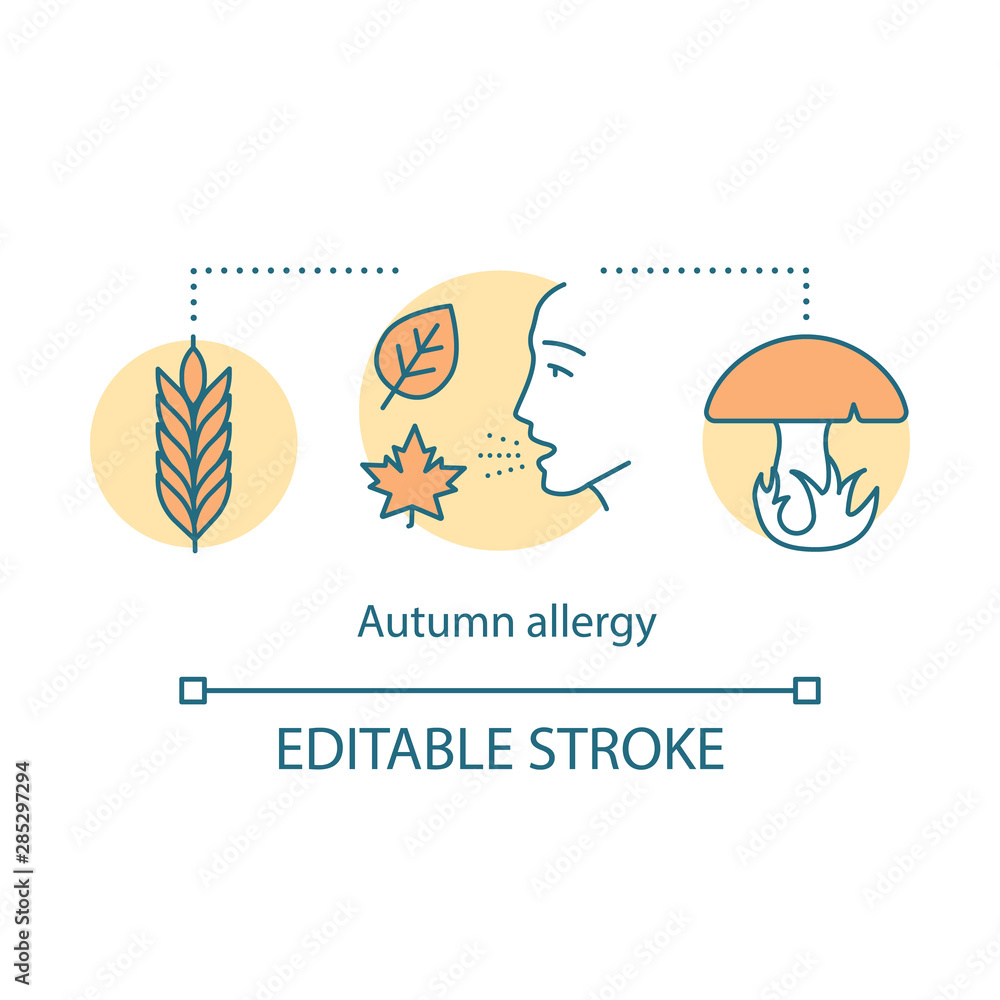 Autumn allergy concept icon. Seasonal allergic disease idea thin line ...