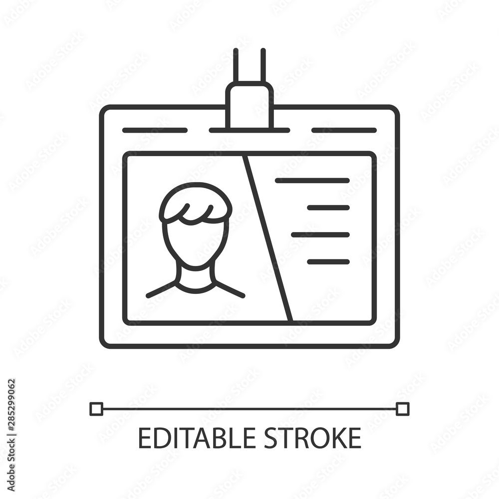 Identification document, id tag linear icon. Access pass thin line ...