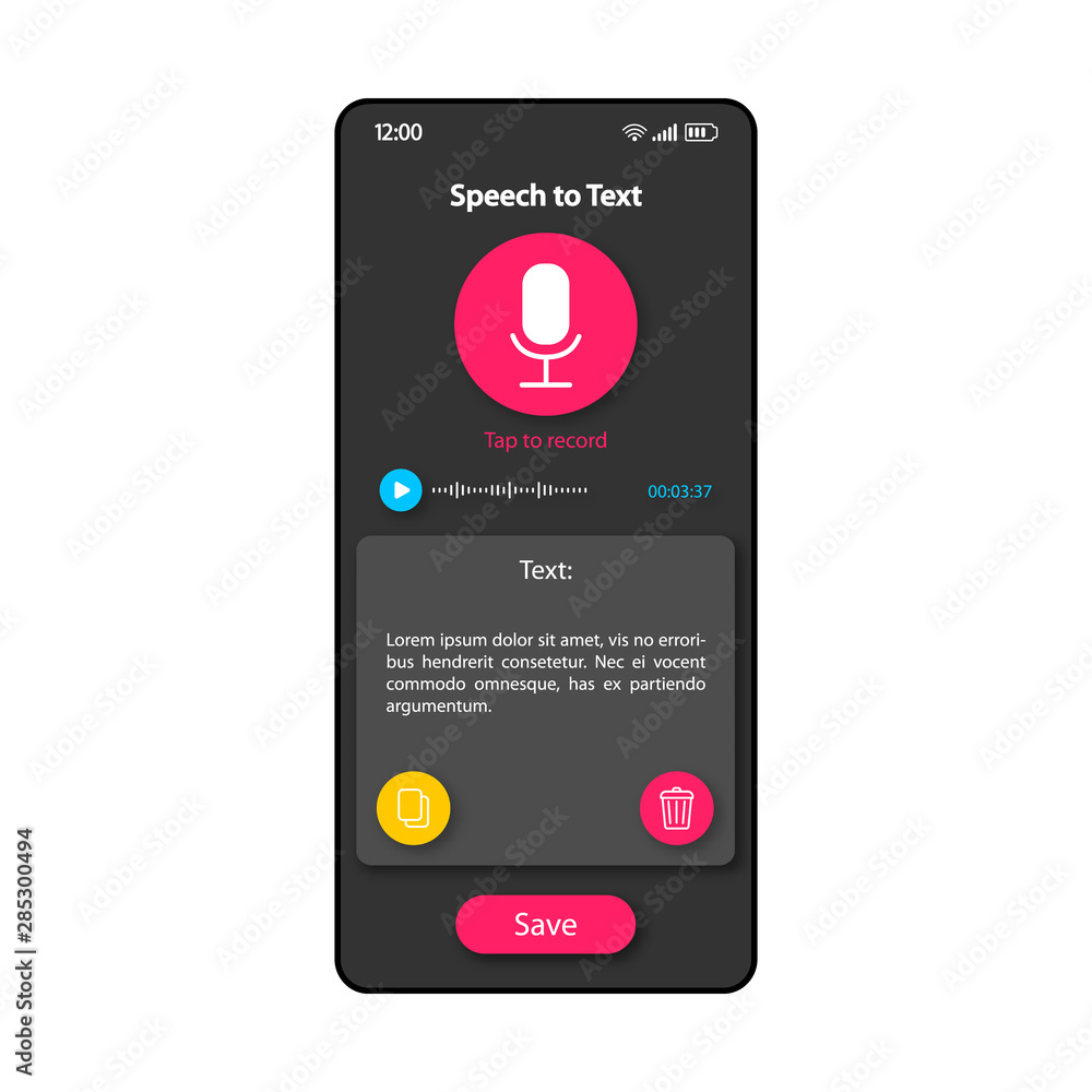 Text messages generator smartphone interface vector template. Mobile ...