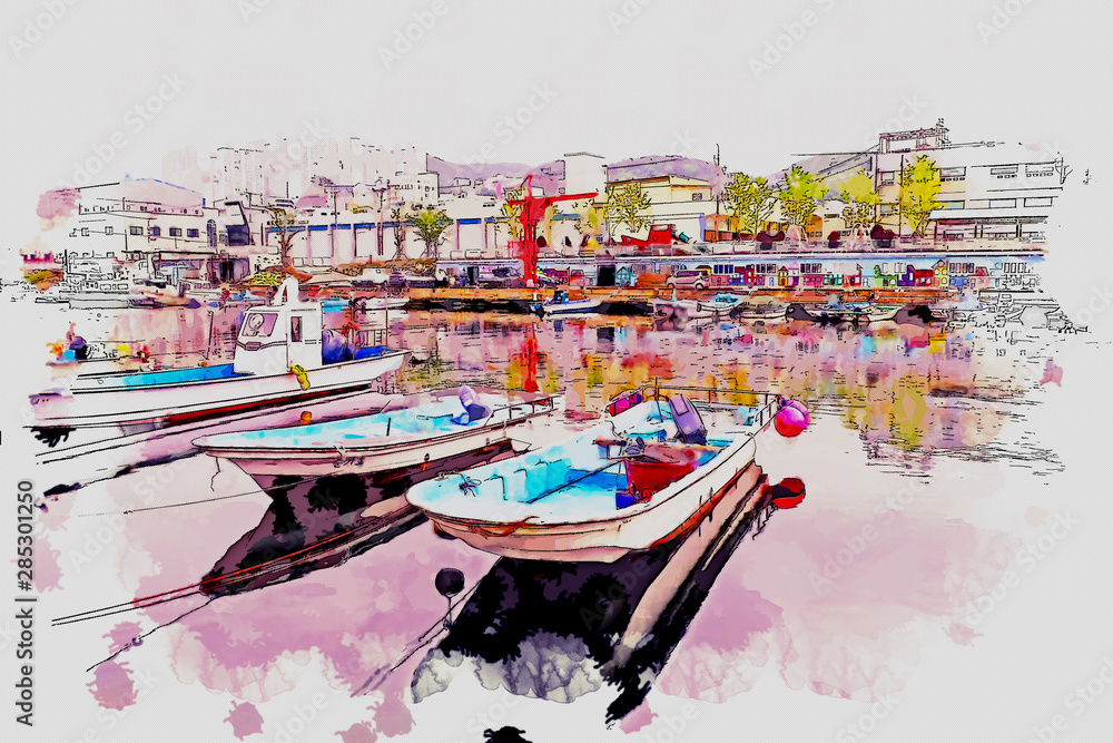 Beautiful landscape view of Janglim port old fishing port of Busan in ...