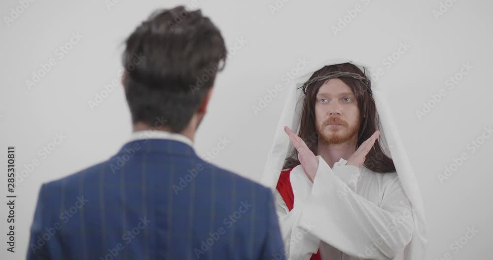 Jesus showing prohibition sign Stock Video | Adobe Stock
