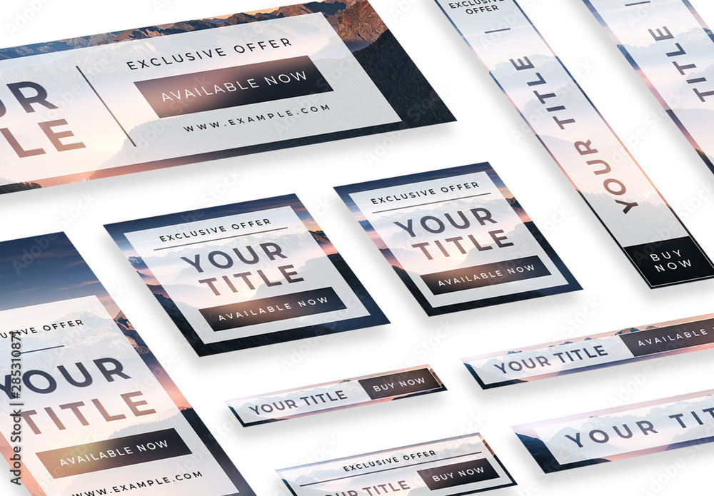 Web Banner Set with White Overlay Effect Stock Template | Adobe Stock