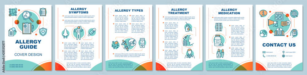 Allergy guide brochure template layout. Symptoms, treatment. Flyer ...