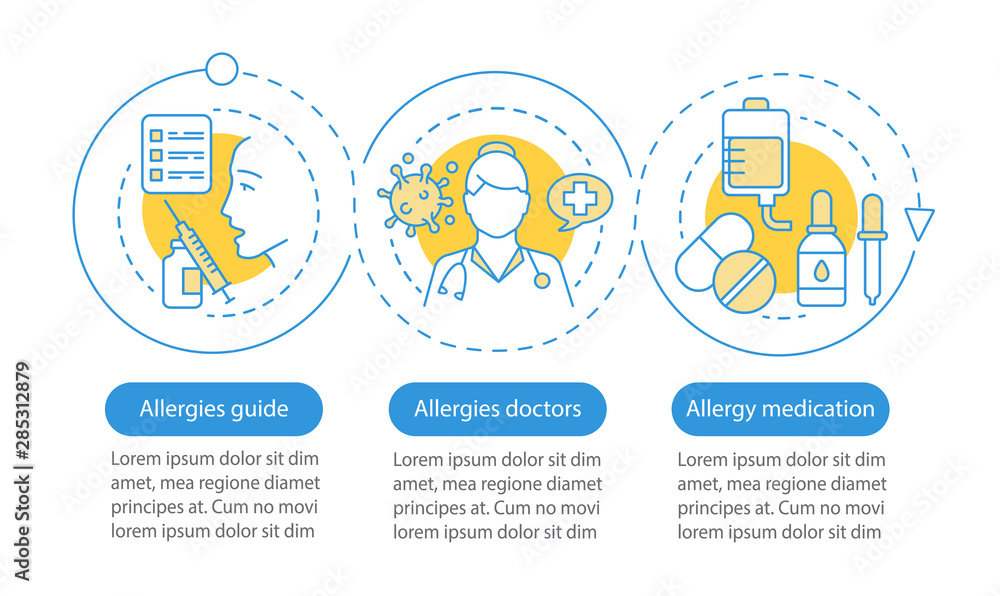 Allergy medical help vector infographic template. Guide, doctors ...