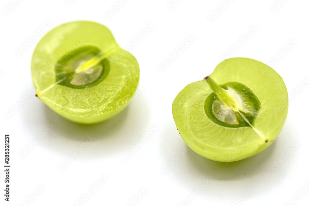 Phyllanthus emblica or Indian gooseberry fruits isolate on white ...