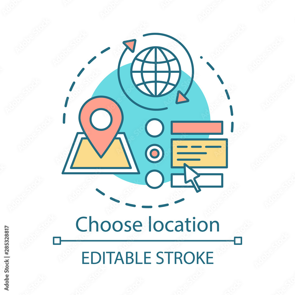Choose location concept icon. Planning travel destination idea thin ...