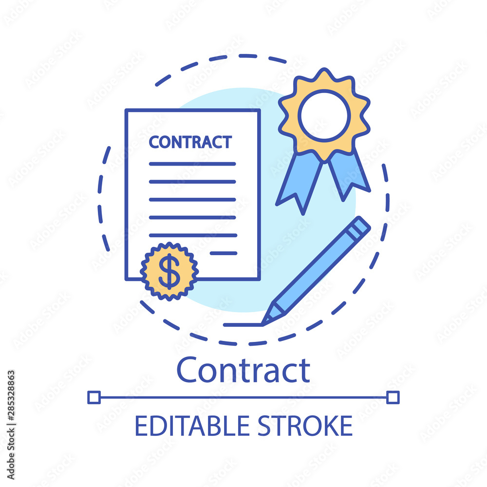 Contract concept icon. Legal agreement idea thin line illustration ...