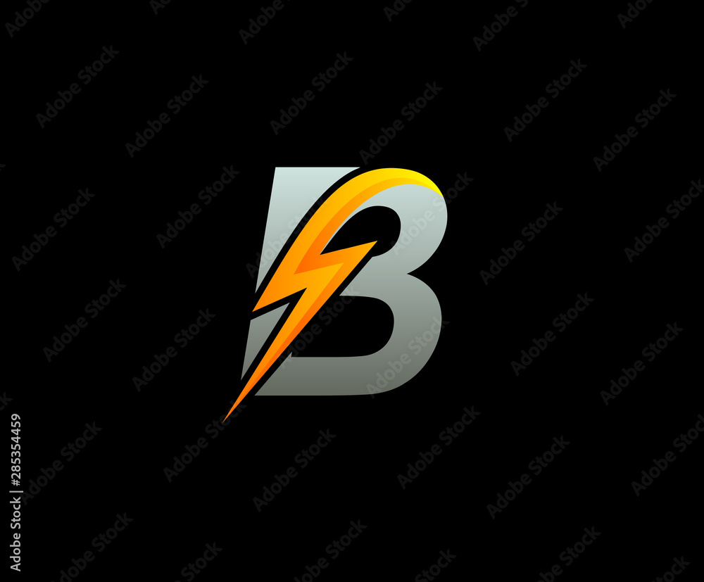 Letter B thunder power shape logo icon, flash icon. Stock Vector ...