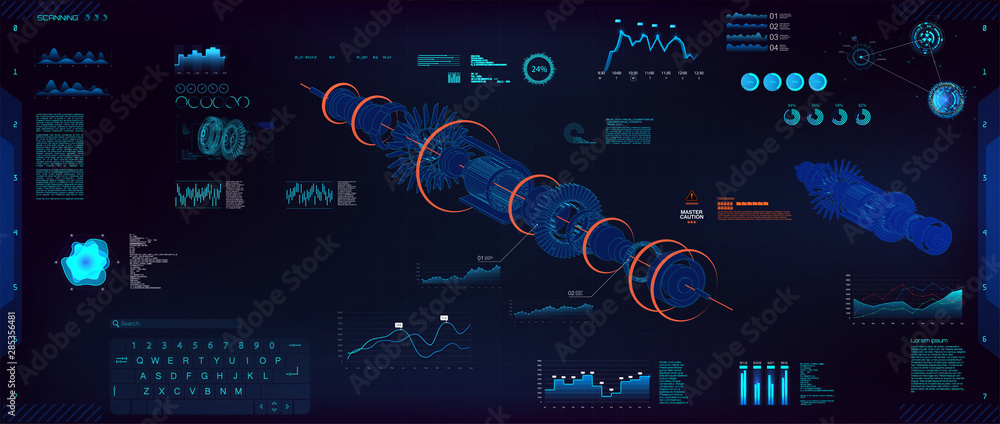 Future engineering concept, HUD design. Background with futuristic user ...