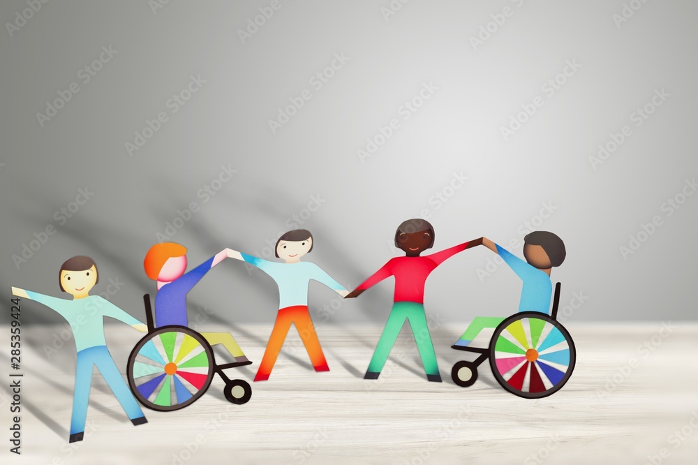 Paper People and Disabled Holding Hands Stock Photo | Adobe Stock