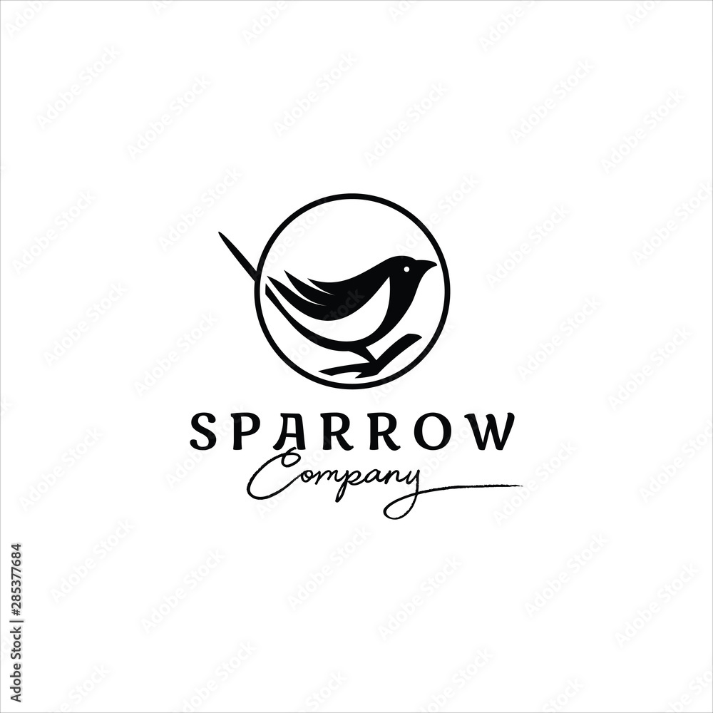 sparrow logo simple black bird art animal design idea Stock Vector ...