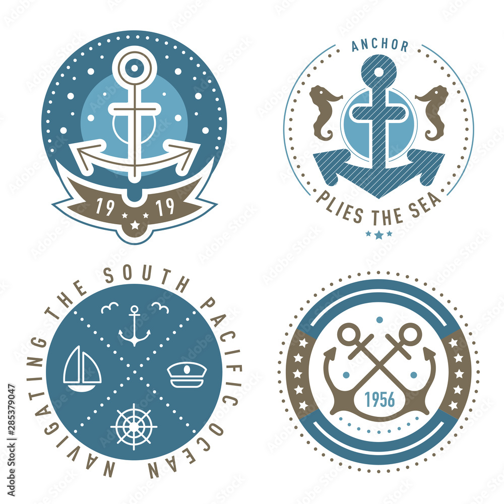 Nautical logo template set Stock Vector | Adobe Stock